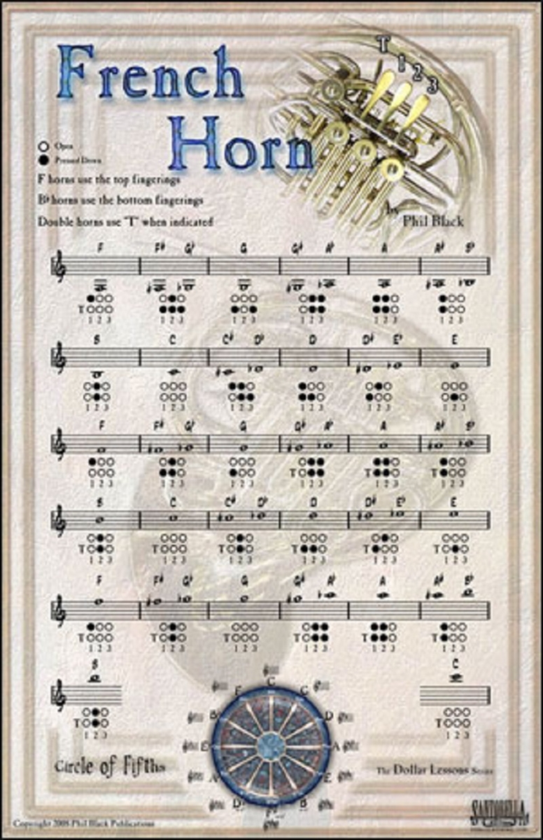 Poster French Horn with circle of fifths - Poster Trompa com círculo ...
