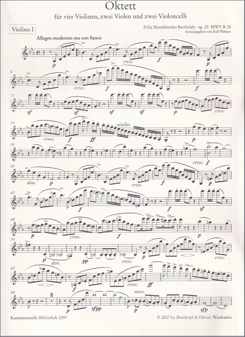 Mendelssohn - Octeto para 4 violinos, 2 violas e 2 violoncellos ...