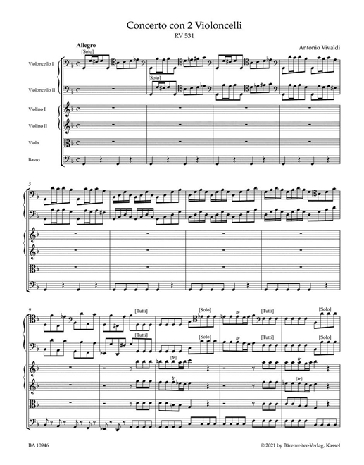 Vivaldi - Concerto em Sol menor para 2 violoncellos,2 violinos, viola e baixo continuo RV 531 ...