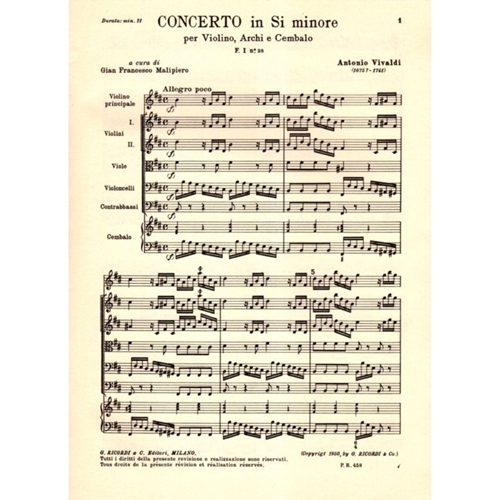 Antonio Vivaldi Concerto Em Si Menor Vol 96 Para Violino Cordas E