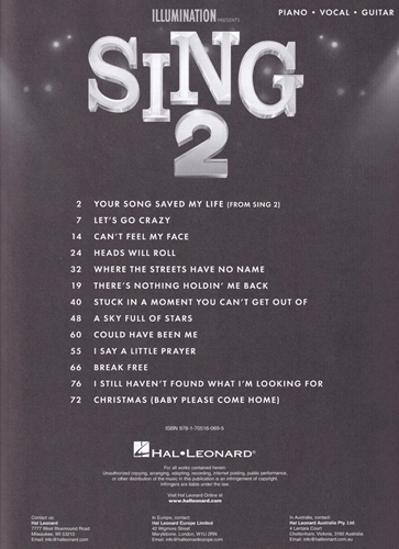 Músicas da trilha sonora do filme Sing 2 para Piano, vocal e guitarra ...