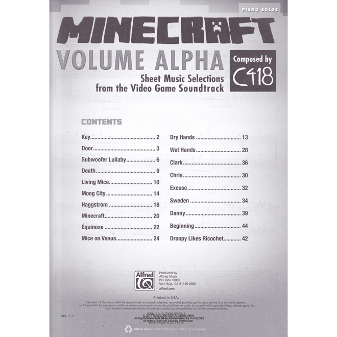 Minecraft: Volume Alpha para Piano Solos - Minecraft: Volume Alpha - Alfred