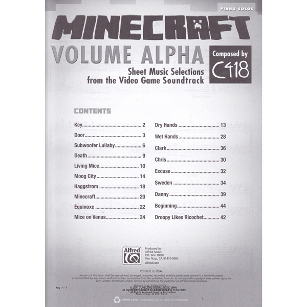 Minecraft: Volume Alpha para Piano Solos - Minecraft: Volume Alpha - Alfred