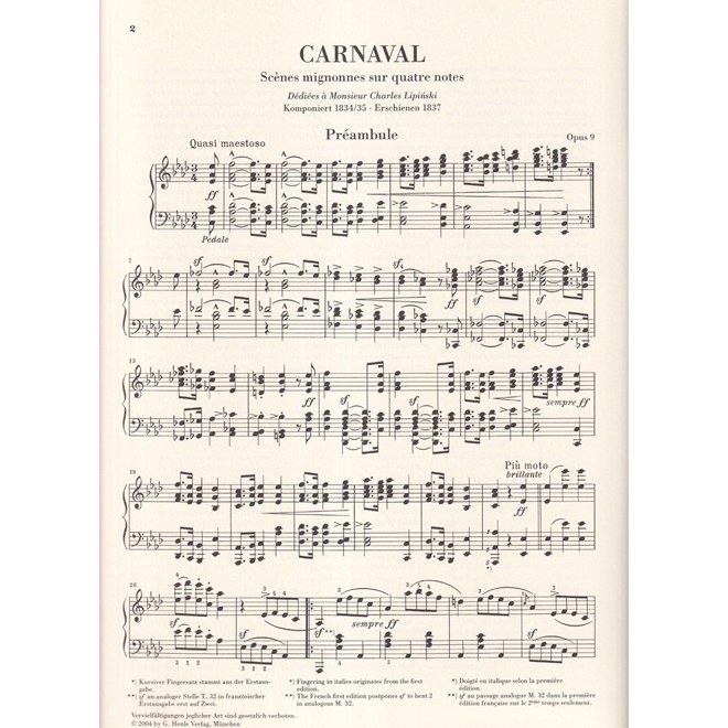 Carnaval - Op.9 Para Piano de Robert Schumann - Carnaval Op.9 - Henle