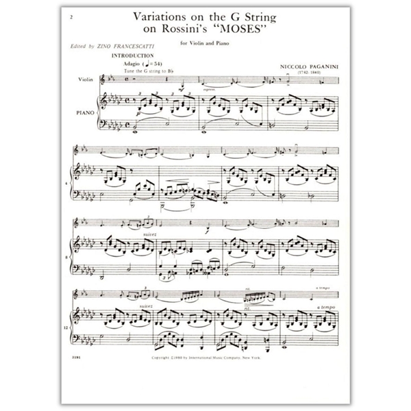 Variações Na Corda Sol Sobre Moisés De Rossini - Variations On The G ...