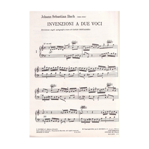 Invenção a duas vozes - Invenzioni a due voci - Ricordi