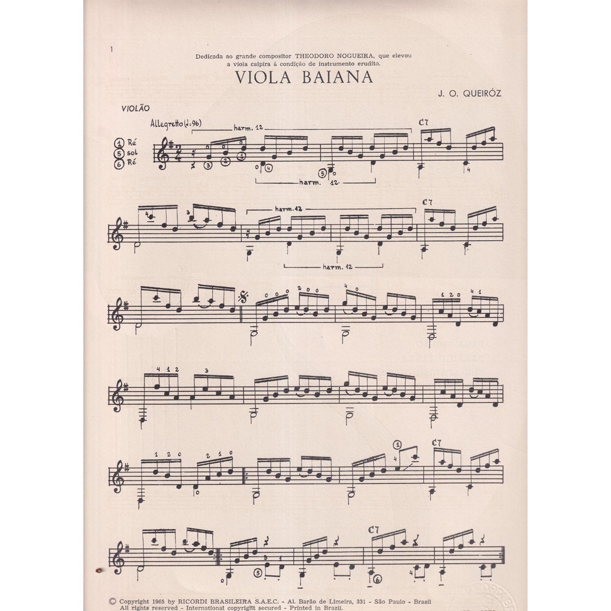 Viola Baiana musica brasileira pra violão - Ricordi - Viola Baiana ...