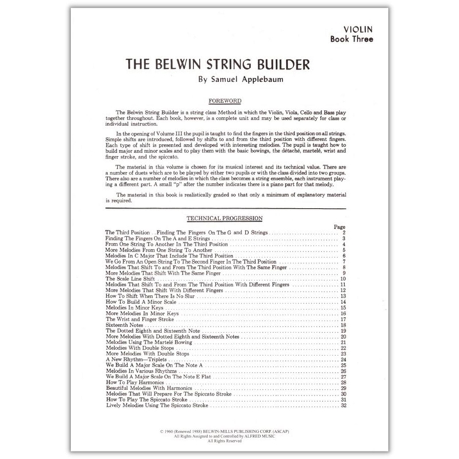 String Builder Book 3 - Violin - Método Para Cordas de Samuel Applebaum - String Builder Book 3 ...