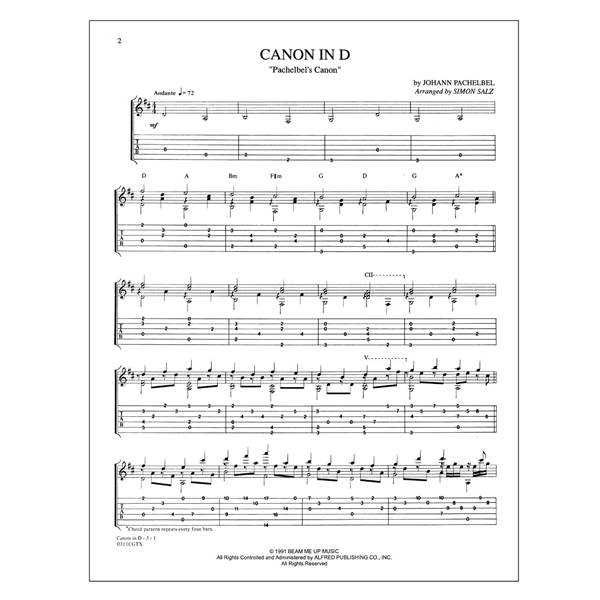 Pachelbel - Canon em RÉ - Canon In D - Classical Guitar Tab Edition ...